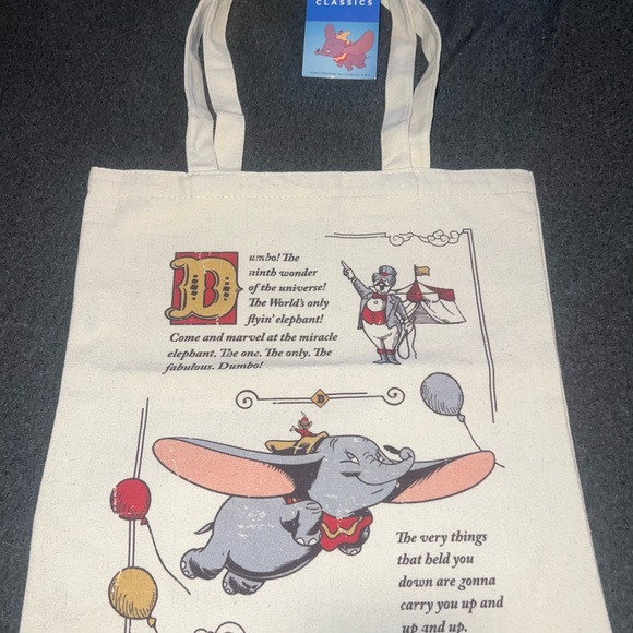 Disney | Bags | Disney Dumbo Tote Bag Cream With Multicolor Design ...